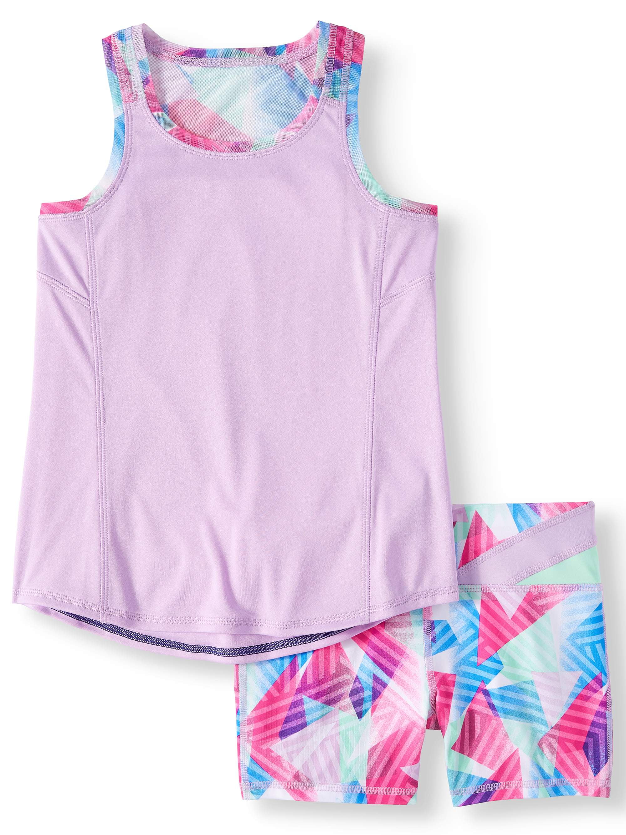 Athletic Works Active Tank and Bike Short, 2-Piece Athletic Set (Little ...