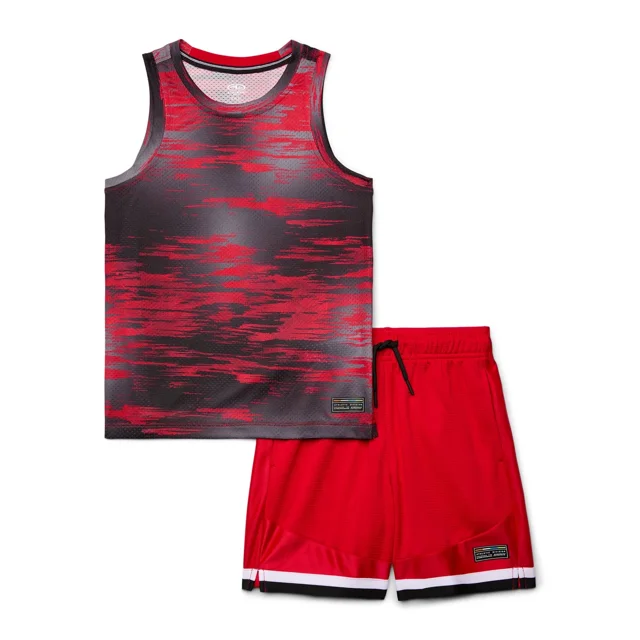 Athletic Works Boy's Active Basketball Tank Top and Shorts, 2-Piece Set ...