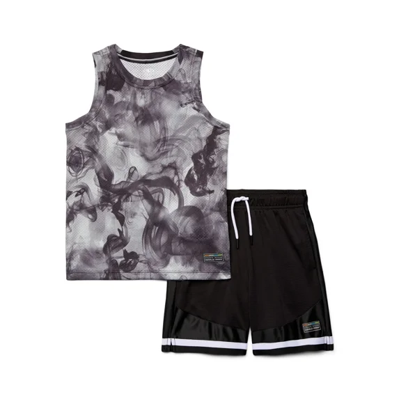 Athletic Works Boy's Active Basketball Tank Top and Shorts, 2-Piece Set ...