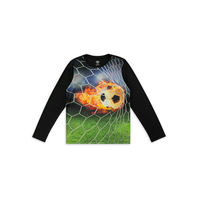 Athletic Works Boy's Long Sleeve Active Graphic T-Shirt, Sizes 4-18 ...