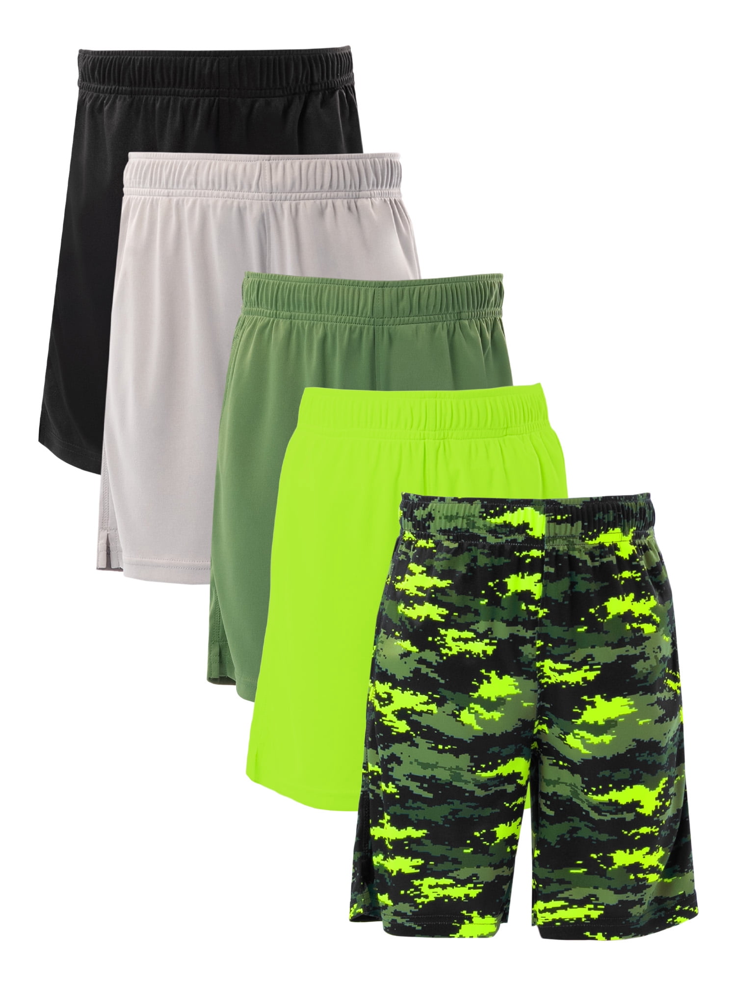 Athletic Works Boy's Performance Shorts, 5-Pack, Sizes 4-18 & Husky ...