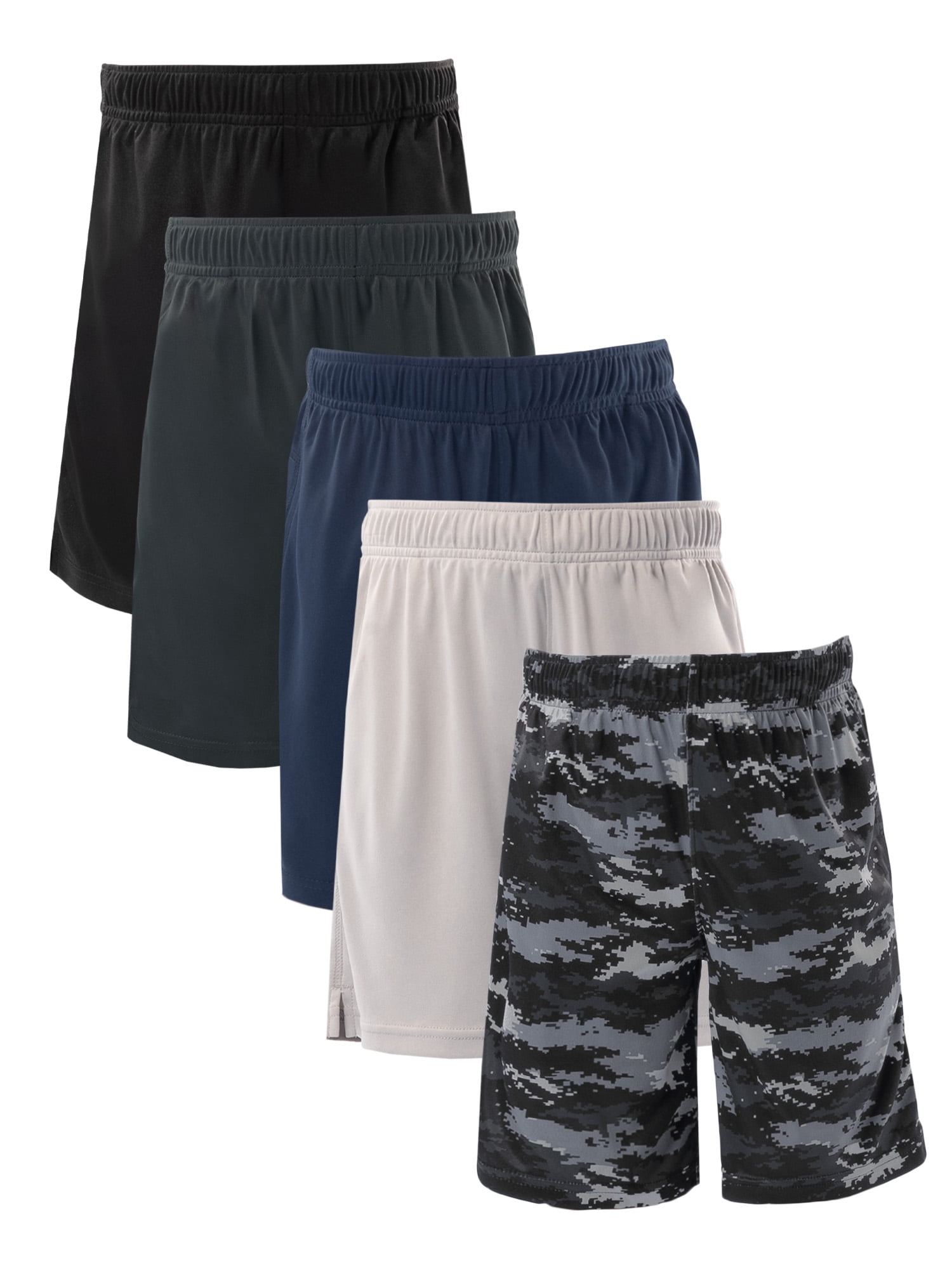 Athletic Works Boy's Performance Shorts, 5-Pack, Sizes 4-18 & Husky ...