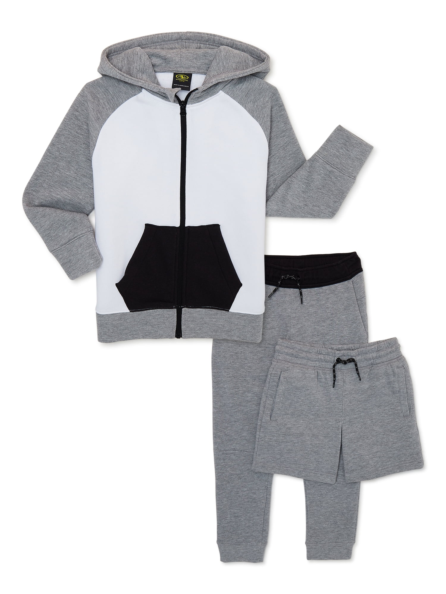 Athletic Works Boys Color Block Fleece Jacket, Short and Pant 3-Piece ...