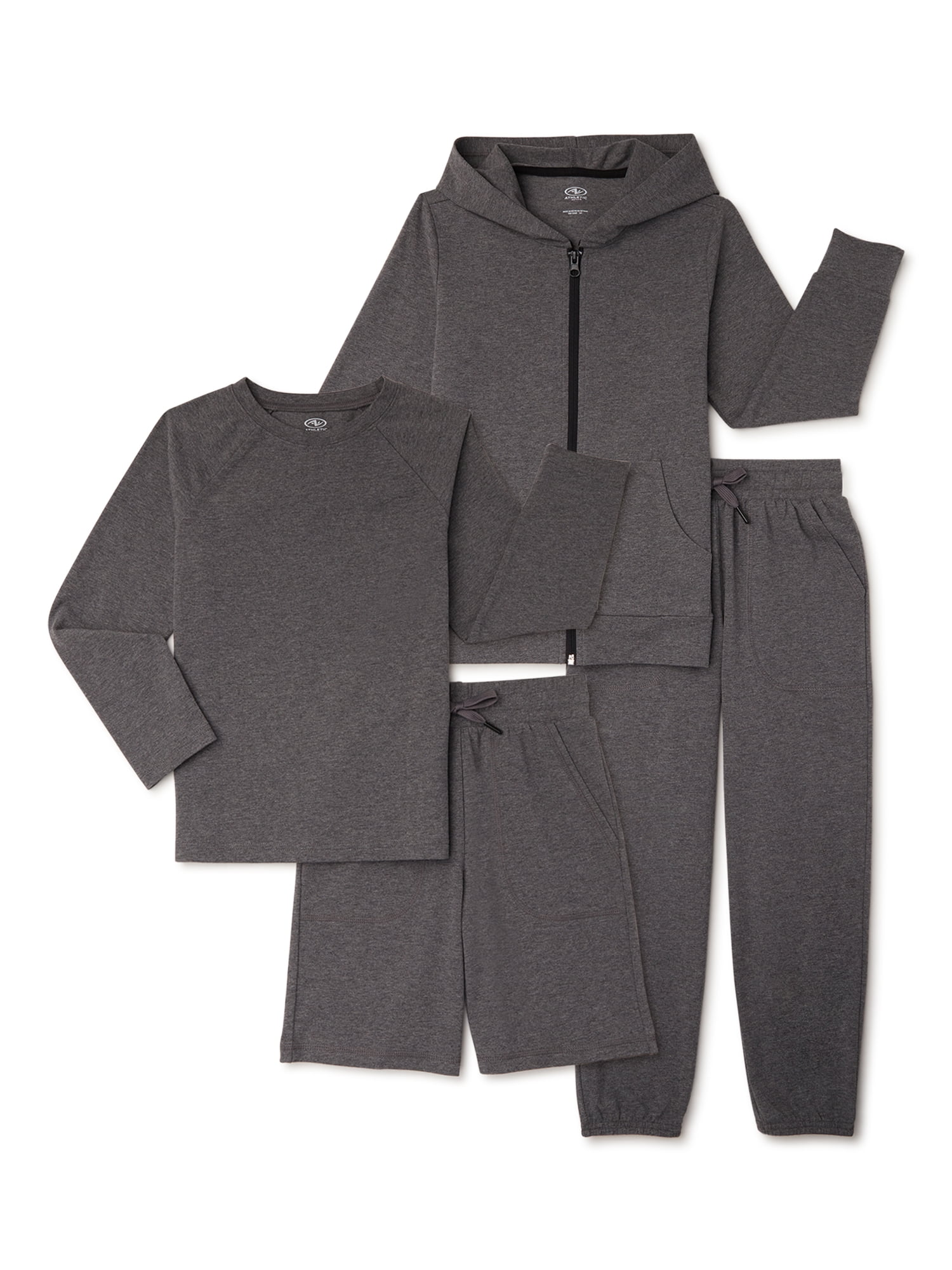 Athletic Works Boys Jersey Knit Outfit Set, 4-Piece, Sizes 4-18 & Husky ...