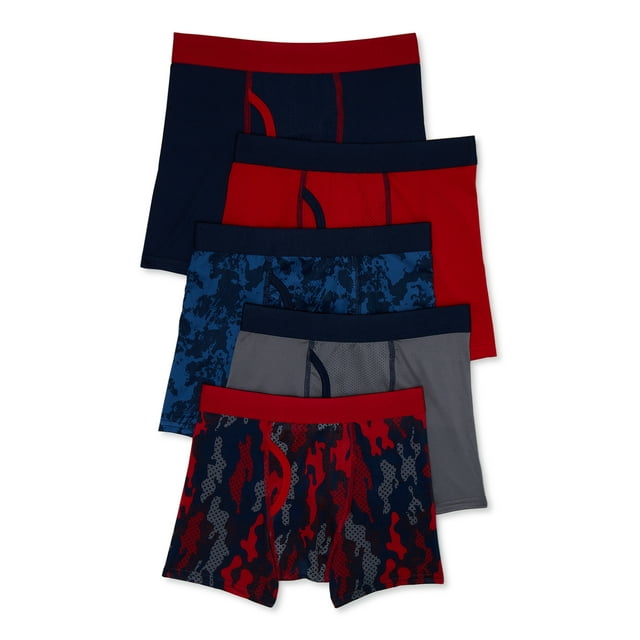 Athletic Works Boys Performance Boxer Briefs, 5-Pack, Sizes S-XL ...