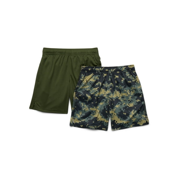 Athletic Works Boys Performance Shorts, 2-Pack, Sizes 4-18 & Husky ...