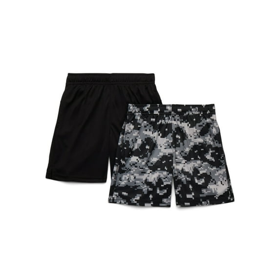 Athletic Works Boys Performance Shorts 2 Pack, Sizes 4-18 & Husky, 100% ...