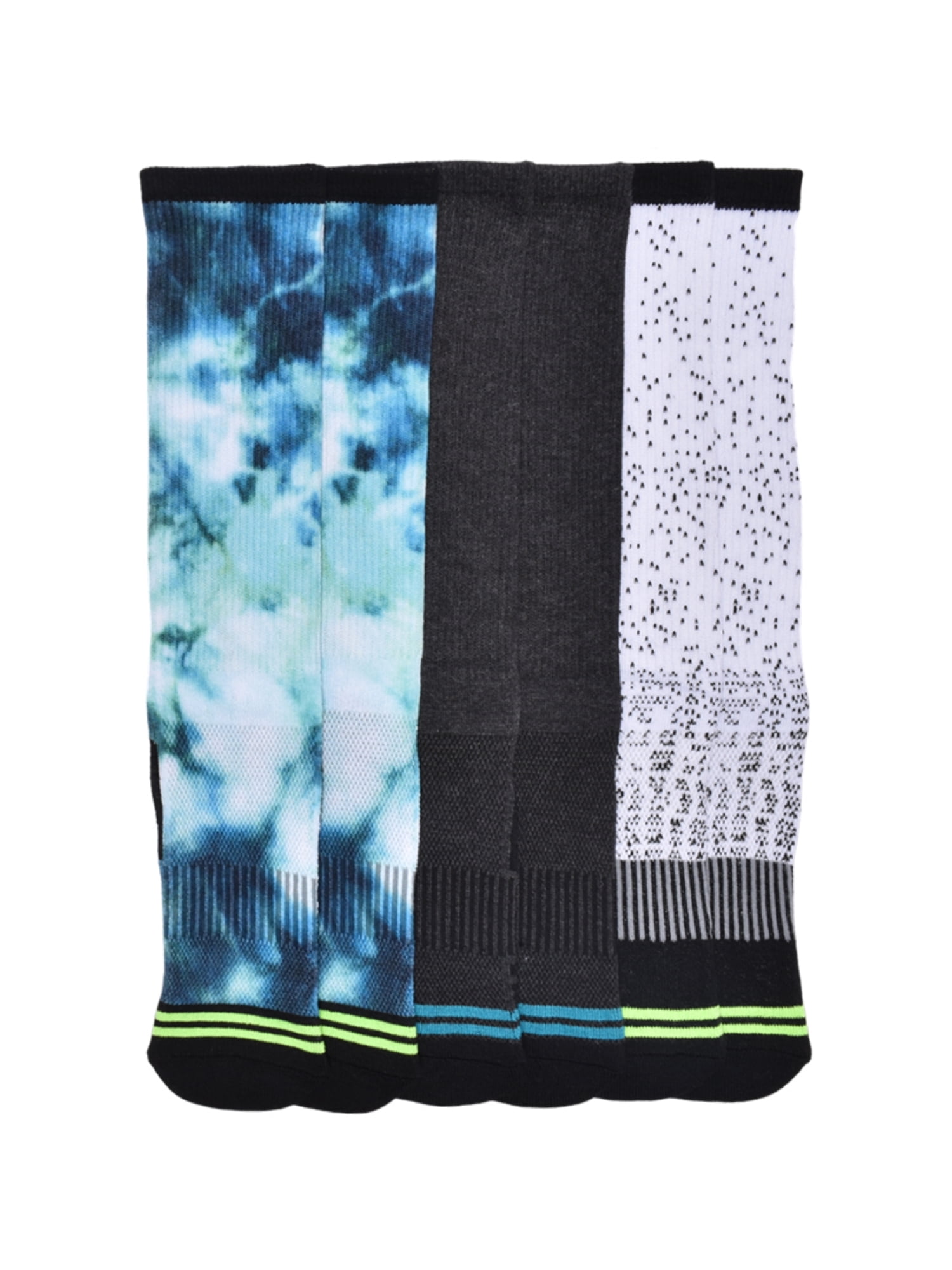 Athletic Works Boys Printed Crew Socks 3-Pack, Reinforced Heel and Toe ...