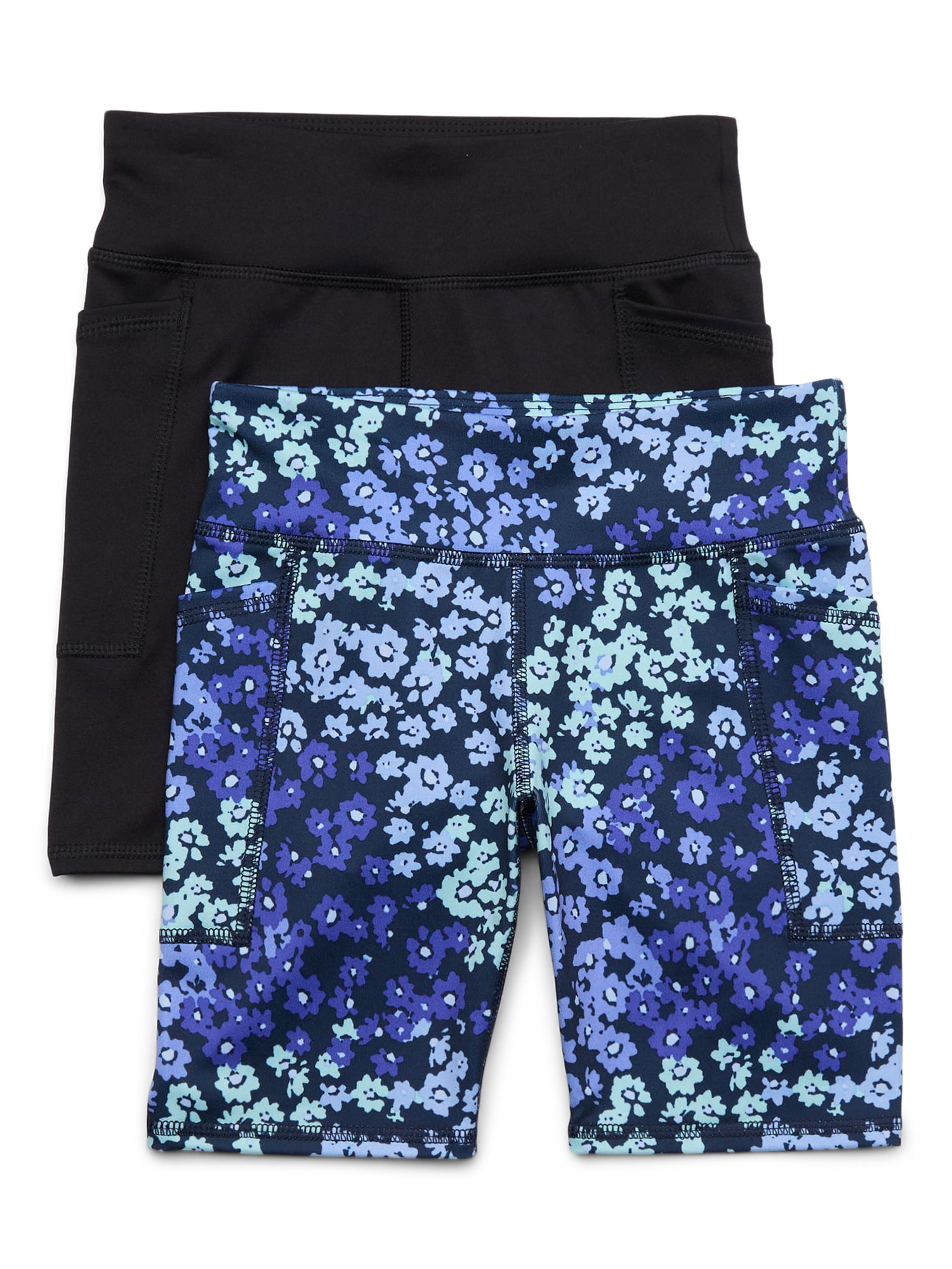 Athletic Works Girls Active Bike Shorts 2-Pack Sizes 4-18 Plus Moisture ...