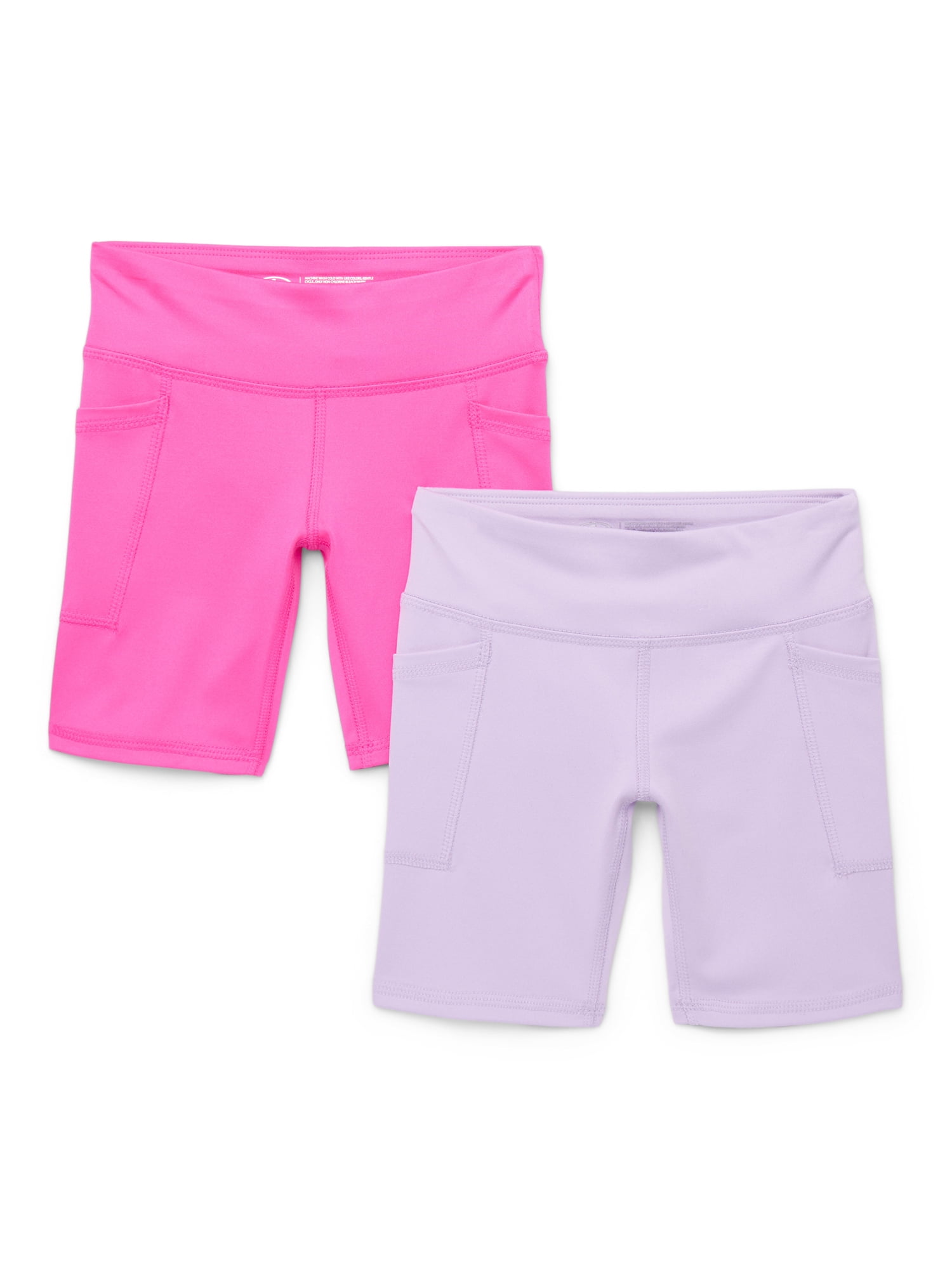 Athletic Works Girls Active Bike Shorts with UPF 30, 2-Pack, Sizes 4-18 ...