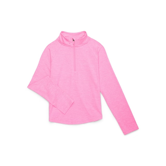 Athletic Works Girl's Active Long-Sleeve Quarter Zip Top, Sizes 4-18 ...