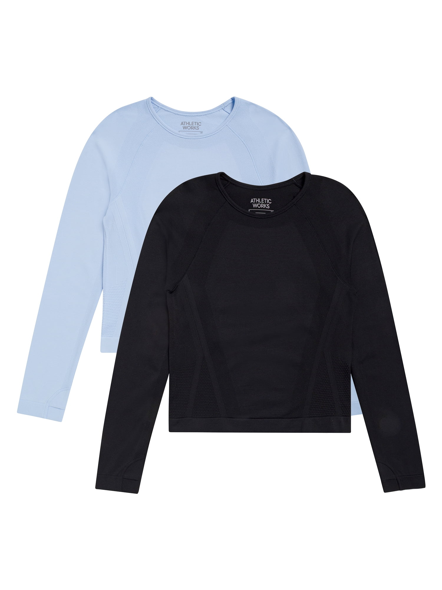 Athletic Works Girl's Active Long Sleeve Seamless Tee, 2-Pack, Sizes 4 ...