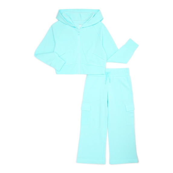 Athletic Works Girls Fleece Hoodie and Cargo Pants Set, 2-Piece, Sizes ...