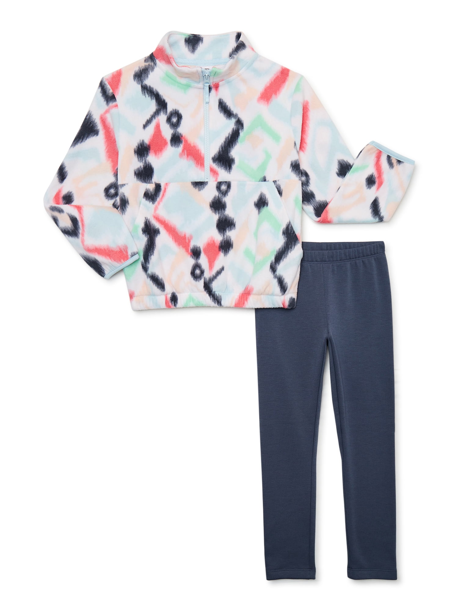 Athletic Works Girl's Microfleece Pullover & Cozy Legging 2-Piece ...