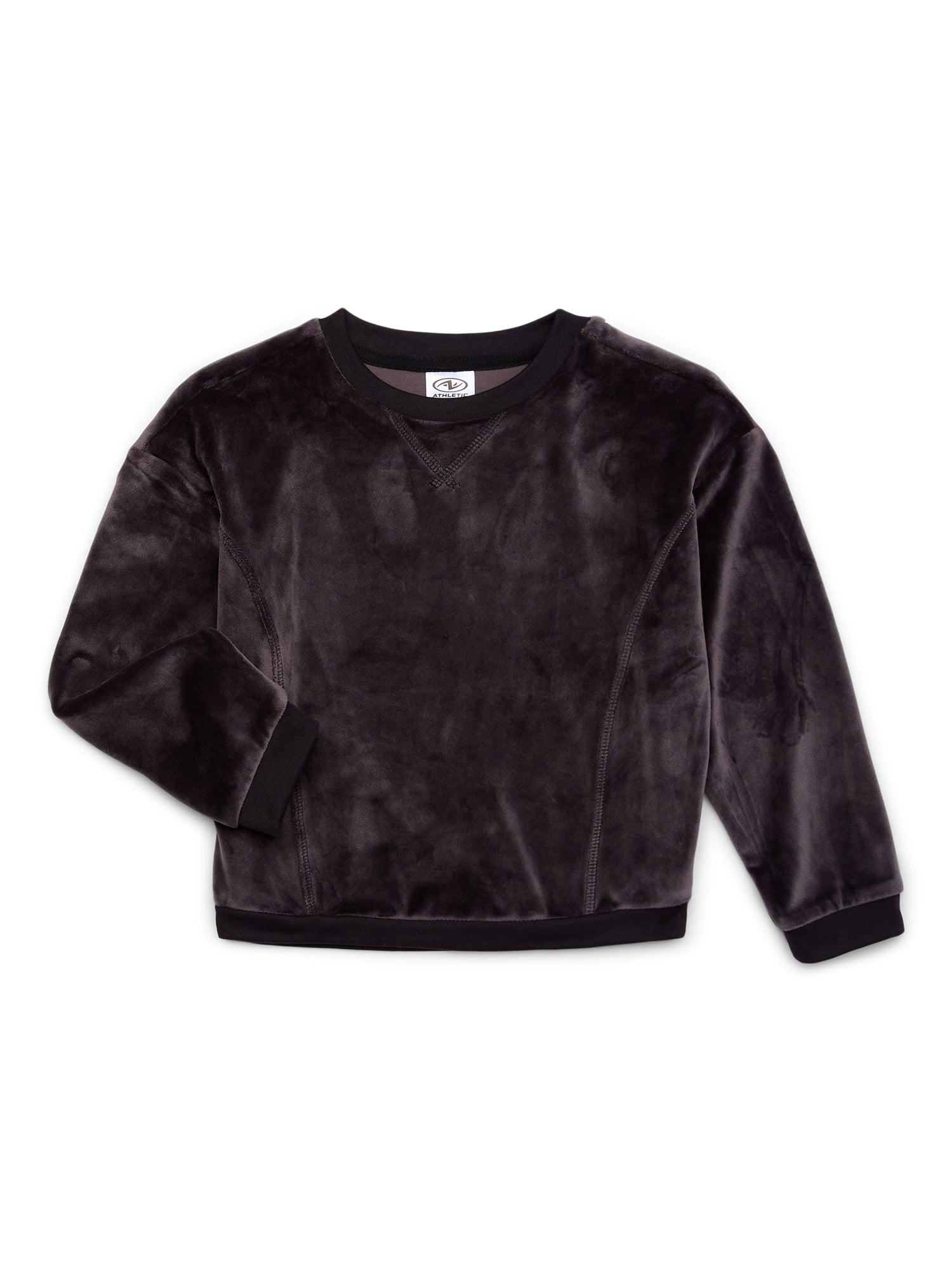 Athletic Works Girl's Plush Velour Sweatshirt, Sizes 4-18 - Walmart.com
