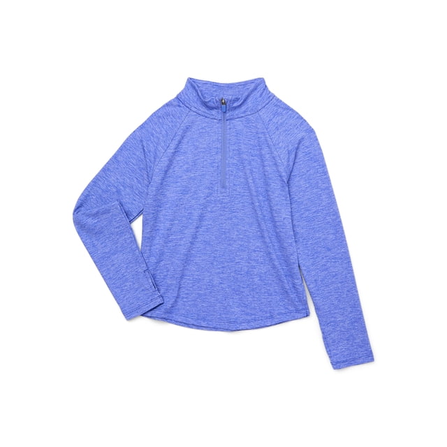 Athletic Works Girl's Performance Quarter Zip Long Sleeve Tee Shirt ...