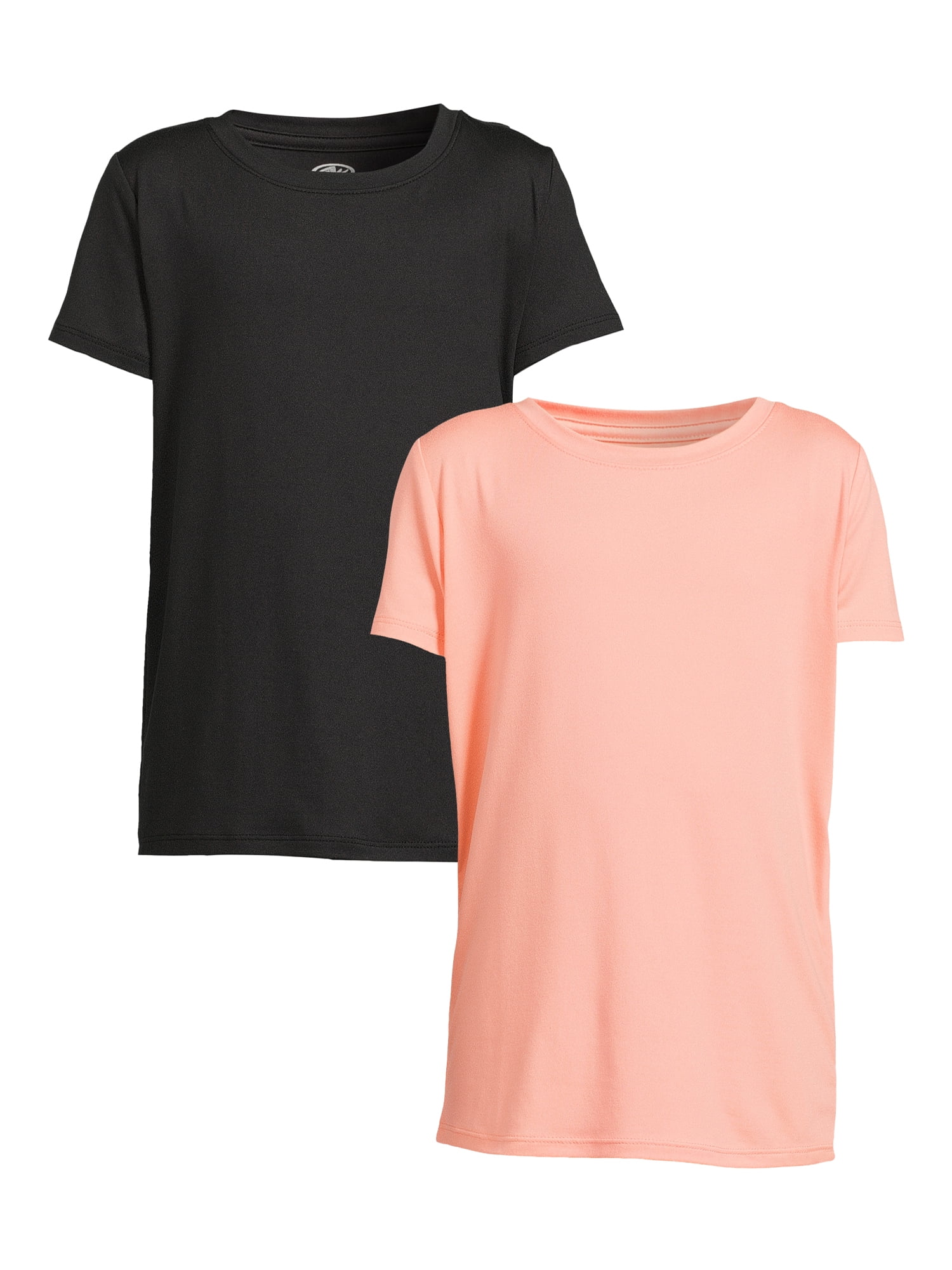 Athletic Works Girls' Active Cutout Tee with Short Sleeves, 2-Pack ...