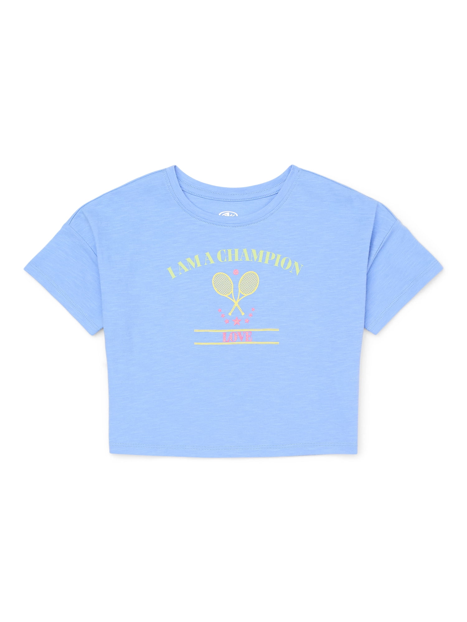 Athletic Works Girls Active Graphic Crop T-Shirt, Sizes 4-18 & Plus ...