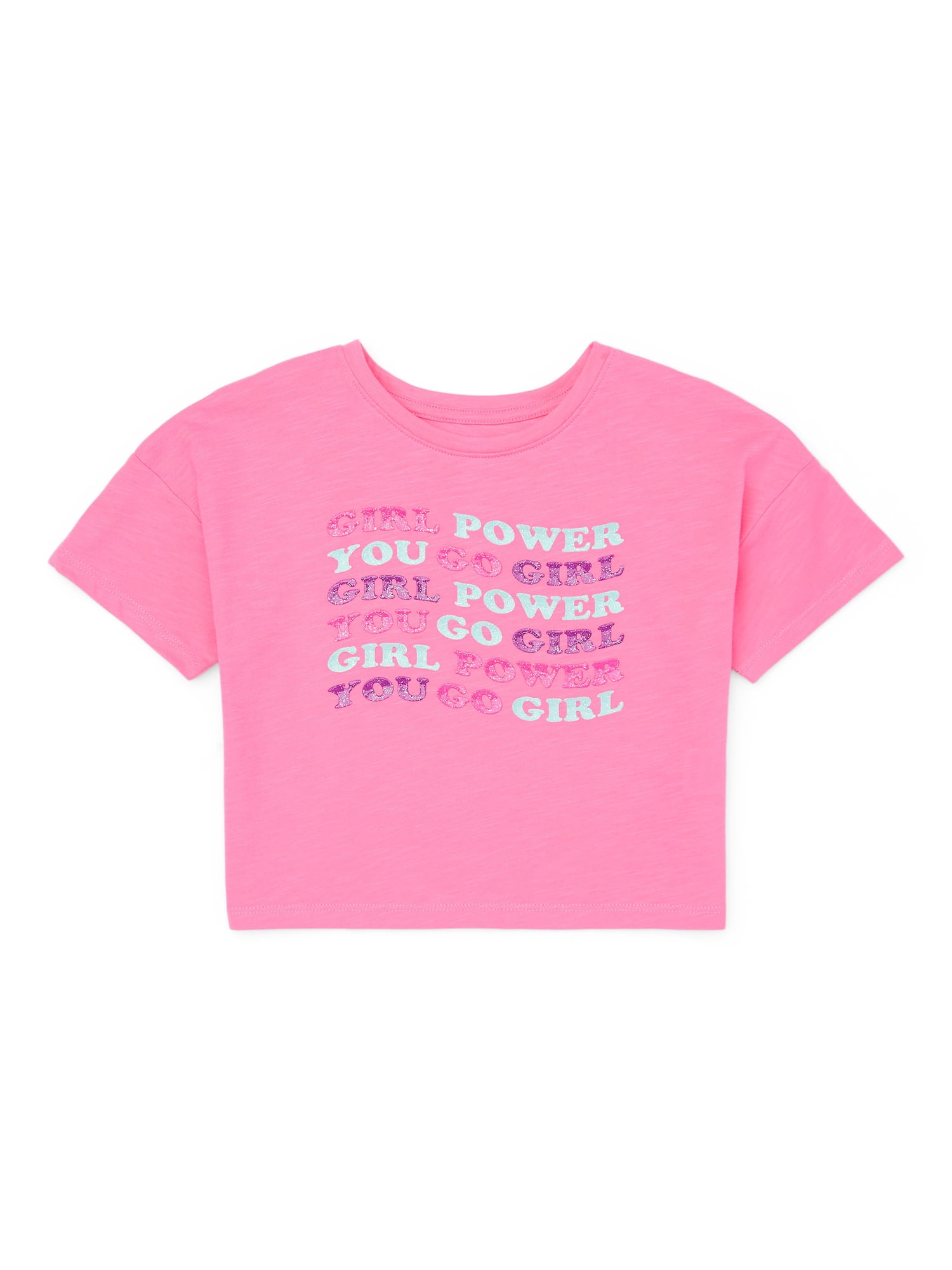 Athletic Works Girls Active Graphic Crop T-Shirt - Walmart.com