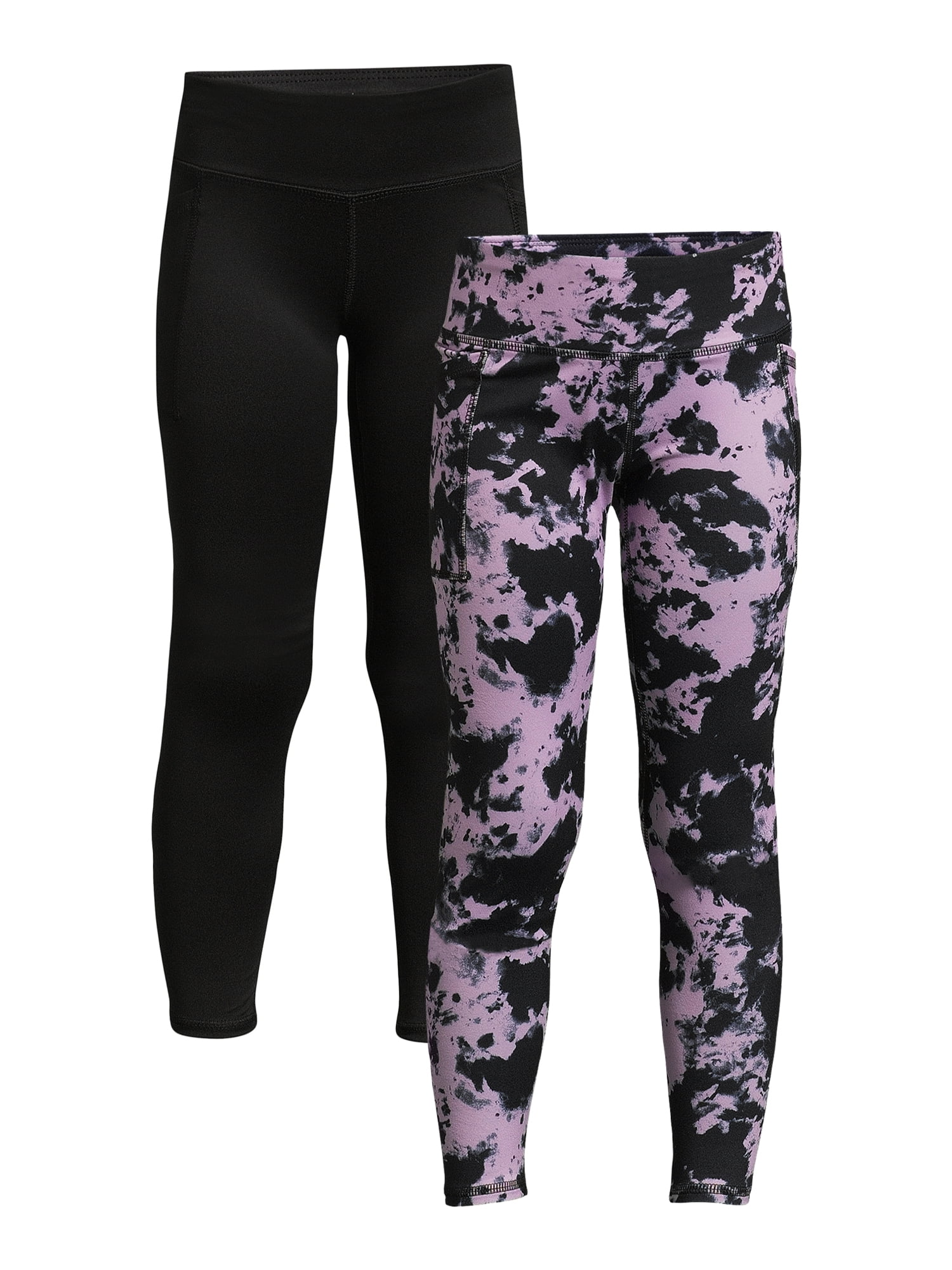 Athletic Works Girl's Active Leggings, 2-Pack, Sizes 4-18 & Plus ...