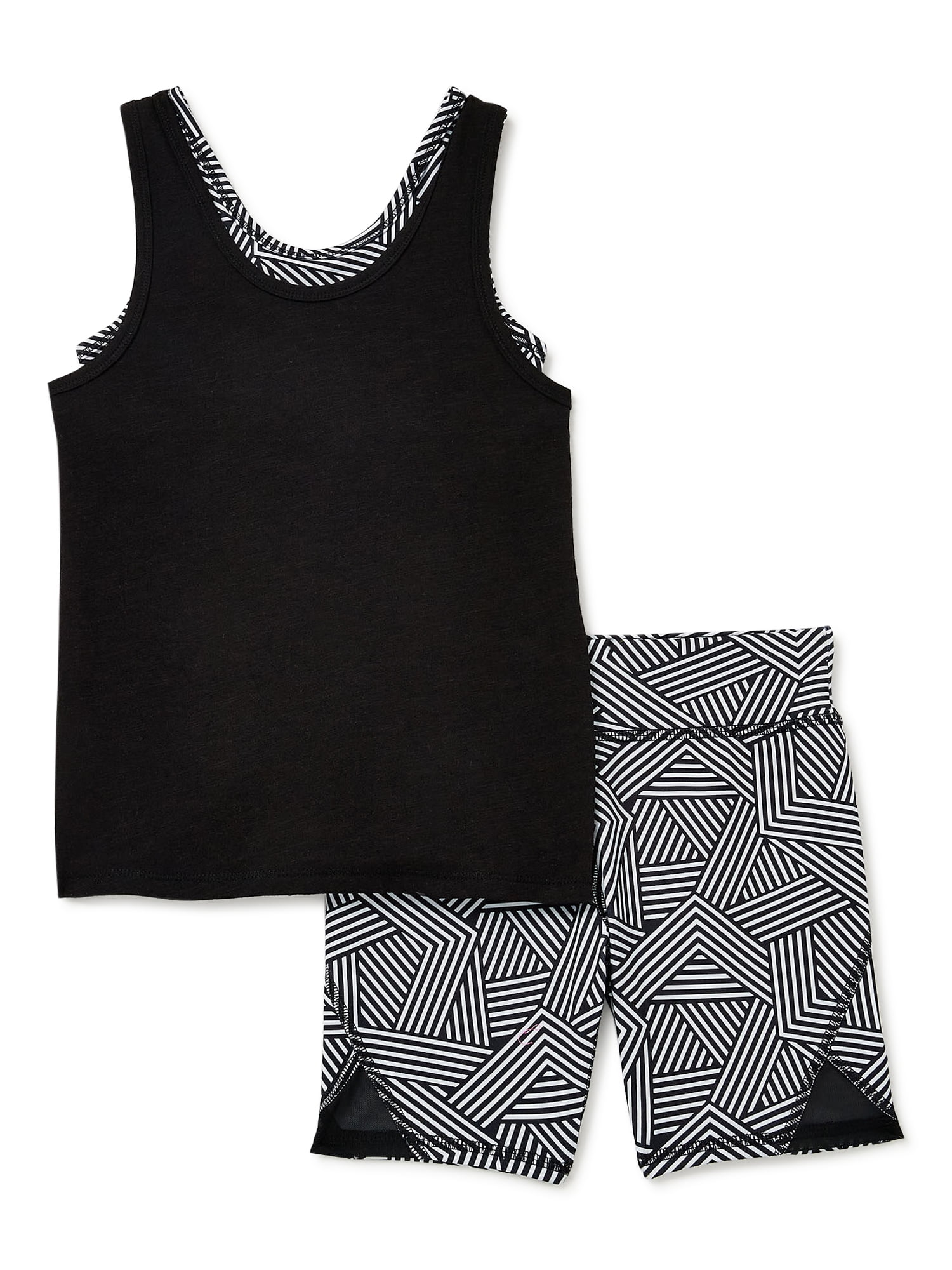 Athletic Works Girls Active Tank Top and Printed Bike Shorts, 2-Piece ...