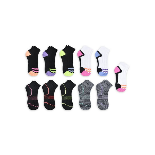 Athletic Works Girls Ankle Socks, 11-Pack, Sizes S-L - Walmart.com
