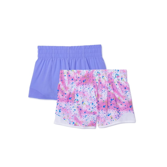 Athletic Works Girls Athletic Running Shorts, 2-Pack, Sizes 4-18 & Plus ...