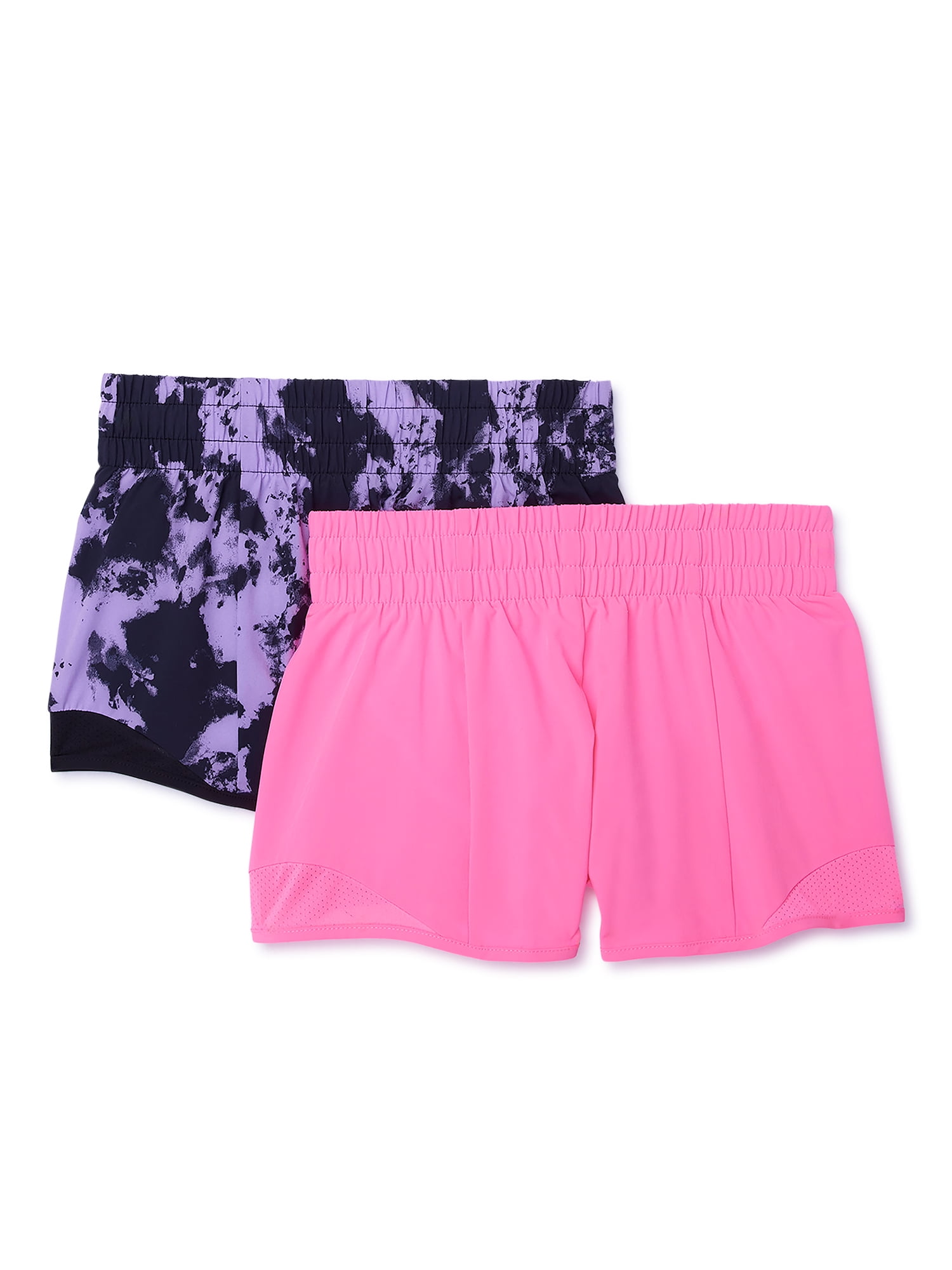 Athletic Works Girls Running Shorts 2-Pack, Sizes 4-18 Plus, Pull-On ...