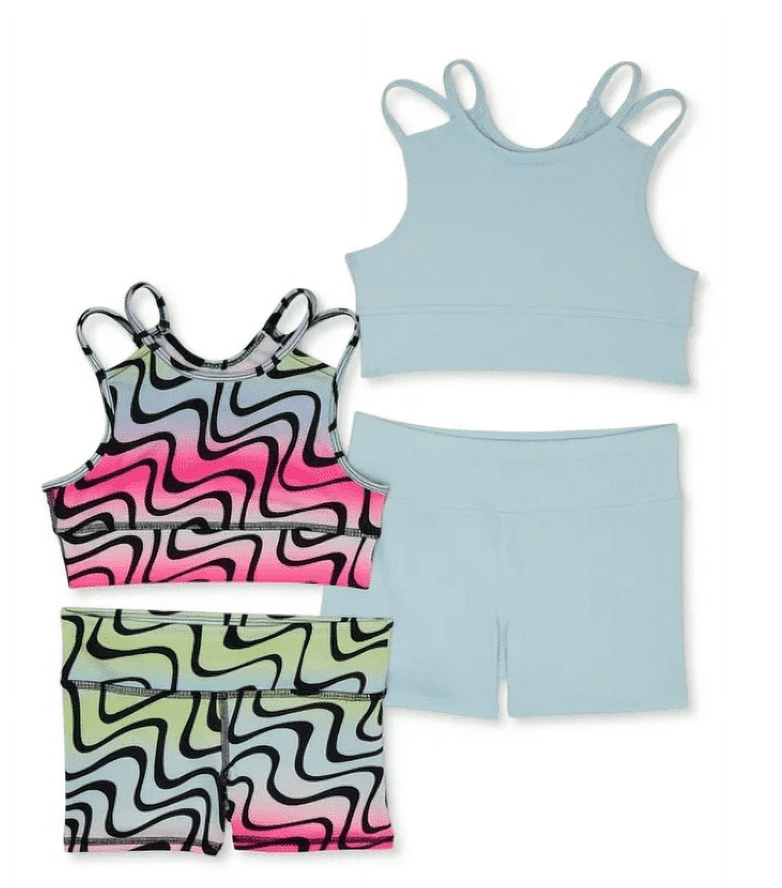 Athletic Works Girl's Longline Bra and Bike Shorts Set, 4-Piece, Sizes 4-18 & Plus - Walmart.com