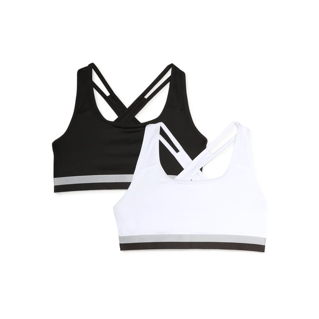 Athletic Works Girls Cross Back Bras, 2-Pack, Sizes S-2XL - Walmart ...
