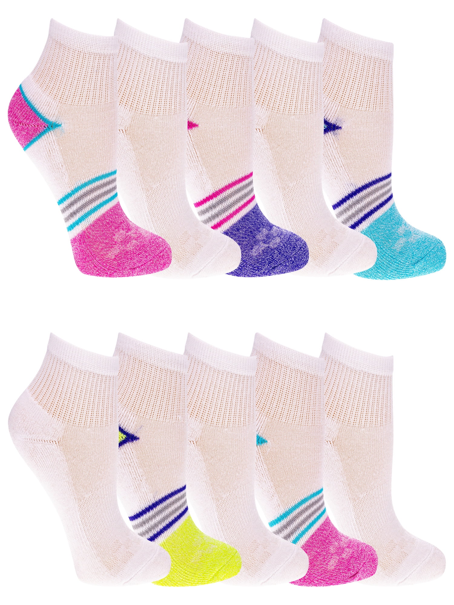 Athletic Works Girls Cushioned Comfort Ankle Socks 10 Pack Sizes S-L ...