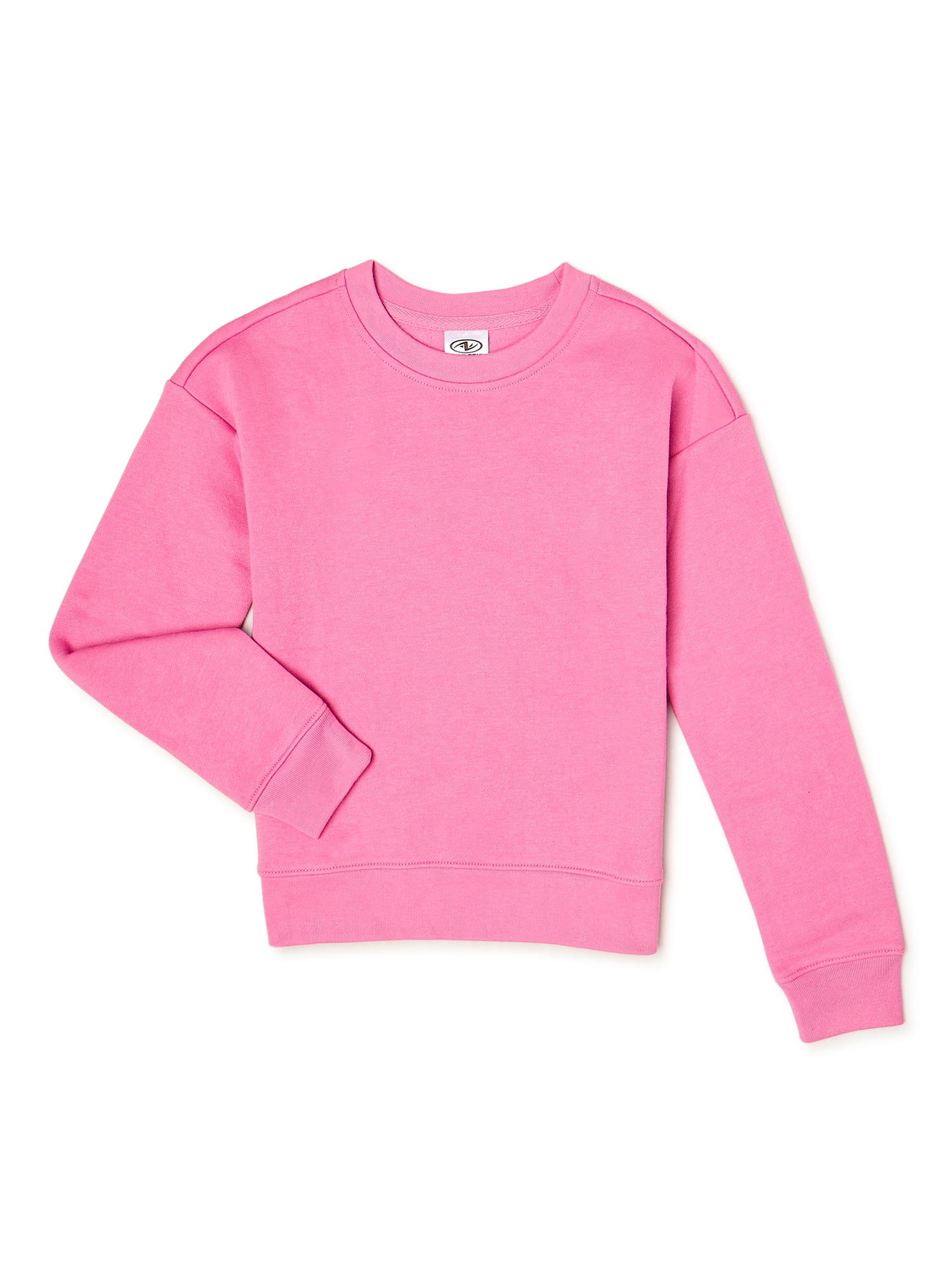 Athletic Works Girls’ Fleece Crewneck Sweatshirt, Sizes 4-18 & Plus ...