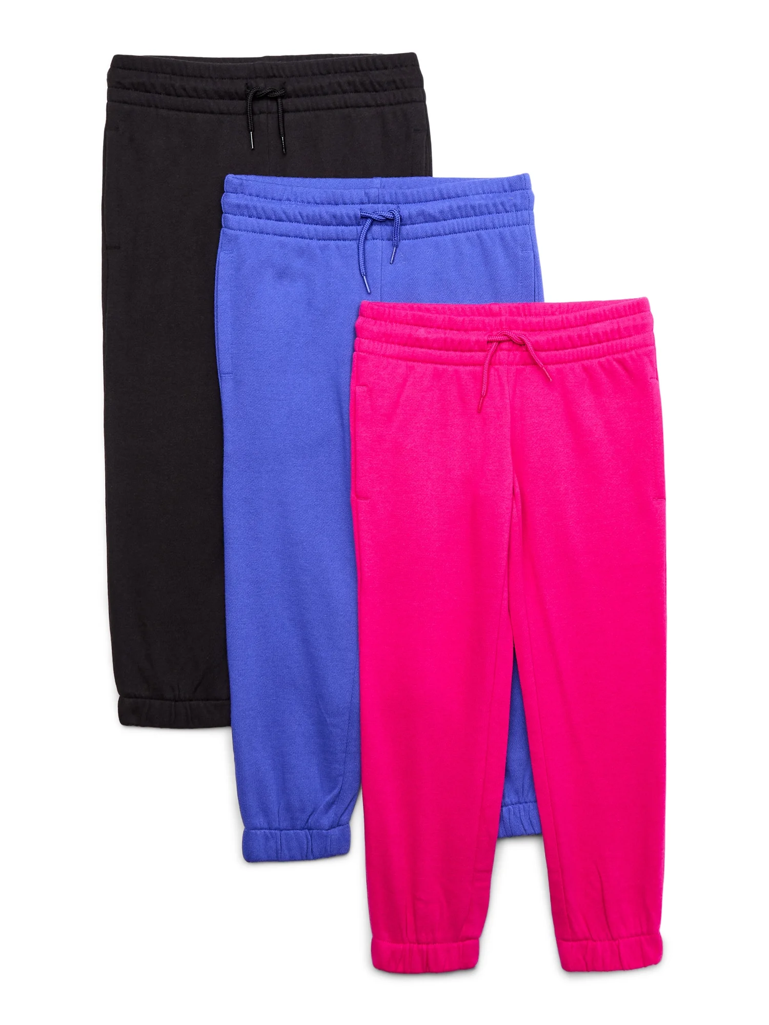 Athletic Works Girls Fleece Joggers, 3-Pack, Sizes 4-18 & Plus ...