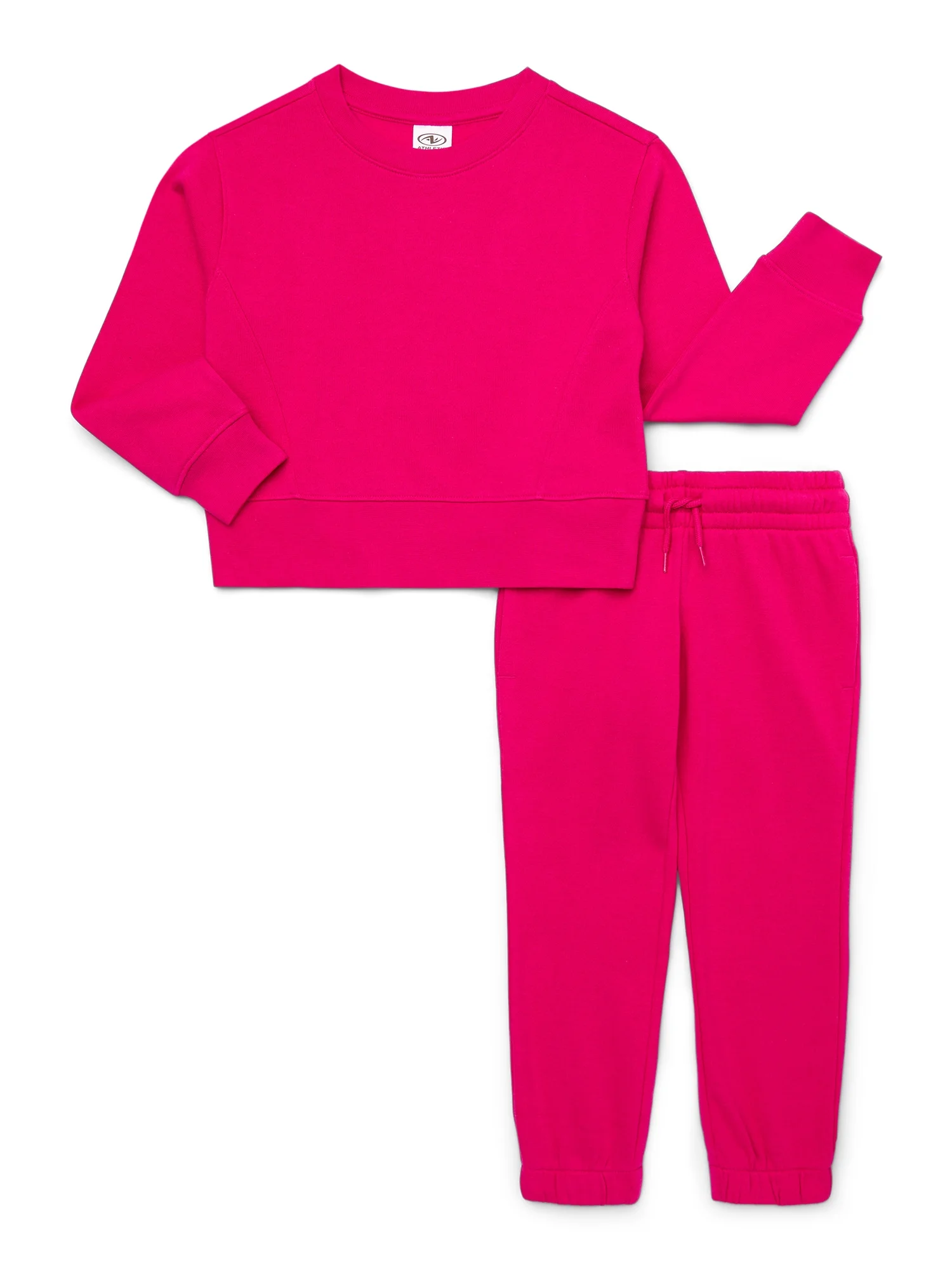 Athletic Works Girls Fleece Sweatshirt & Sweatpants Set, 2-Piece, Sizes ...