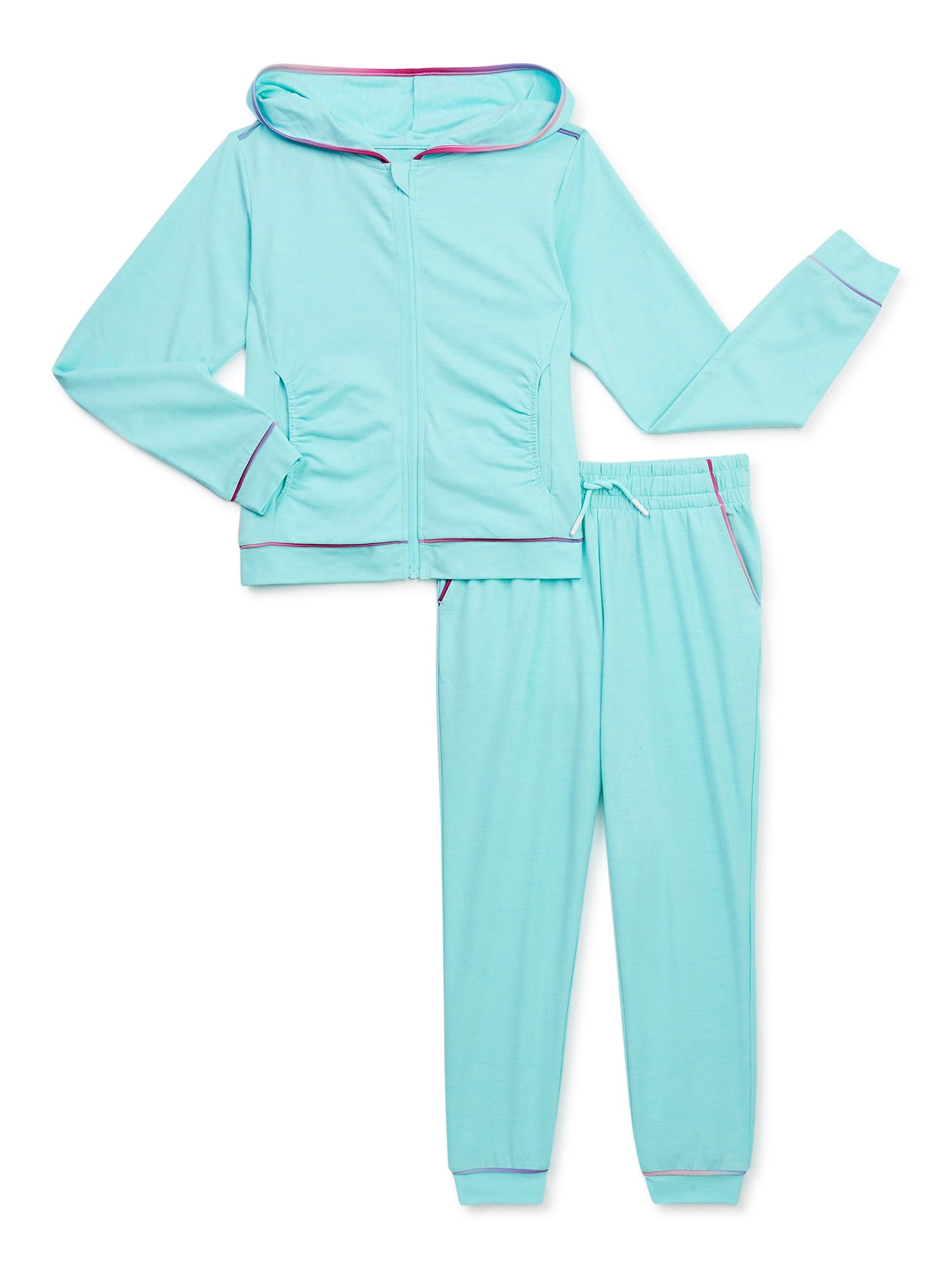 Athletic Works Girls' Full Zip Hoodie and Joggers, 2-Piece Active Set ...