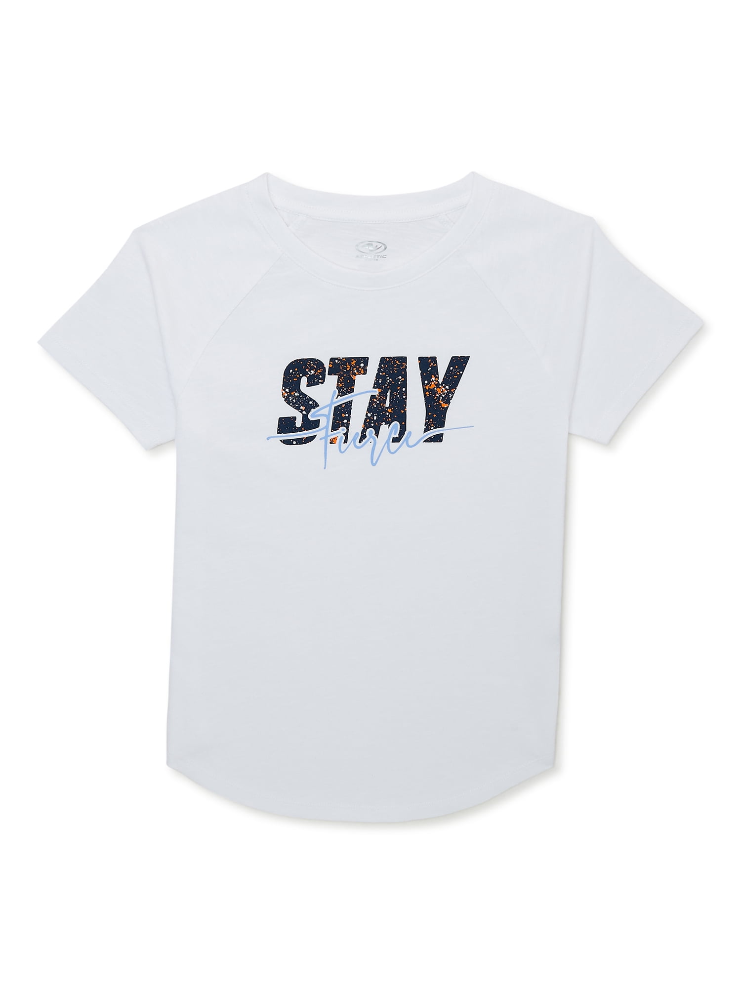 Athletic Works Girls Graphic Active T-Shirt with Short Sleeves, Sizes 4 ...