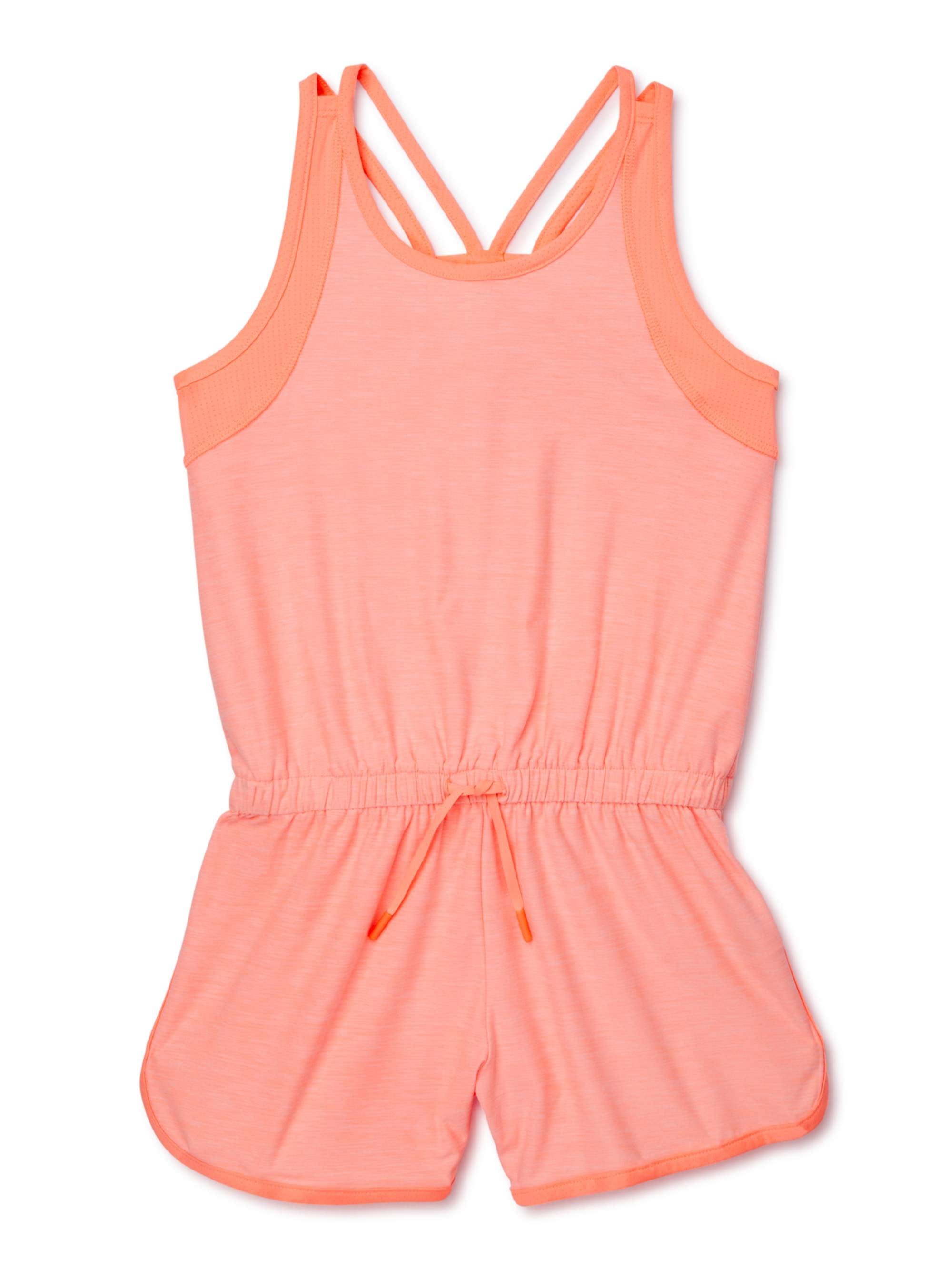 Athletic Works Girls Heathered Racerback Active Romper, Sizes 4-18 ...