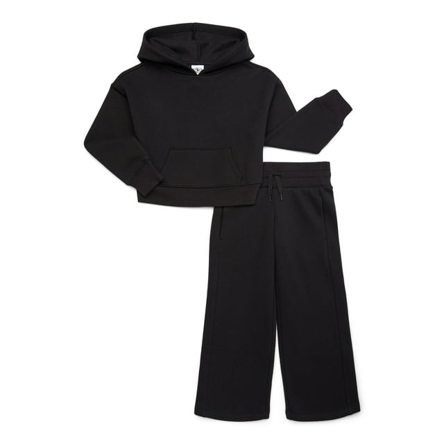 Athletic Works Girls Heavyweight Fleece Hoodie and Pants Set, 2-Piece ...
