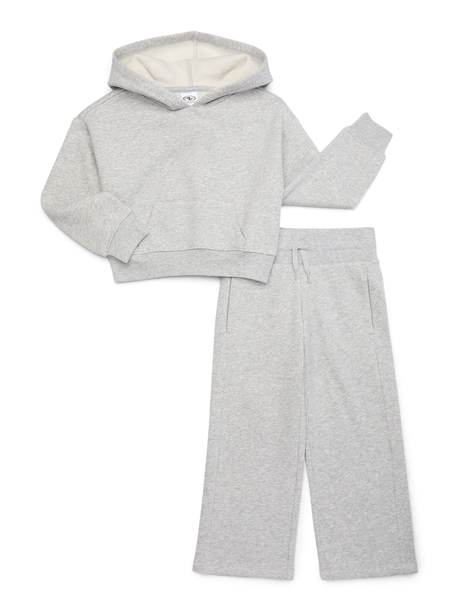 Athletic Works Girls Heavyweight Fleece Hoodie and Pants Set, 2-Piece ...