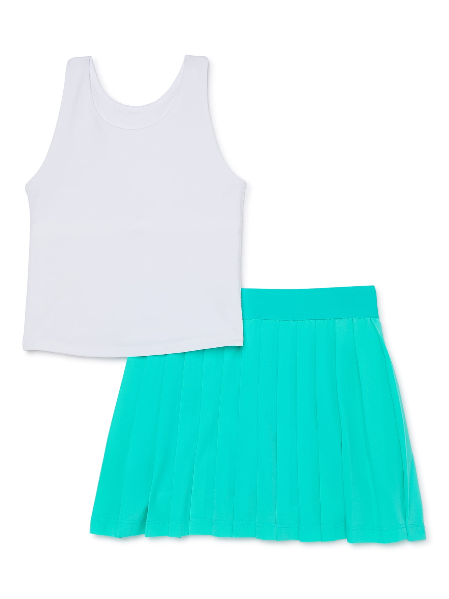 Athletic Works Girl's Long Bra Top and Woven Skort Set, 2-Piece, Sizes ...