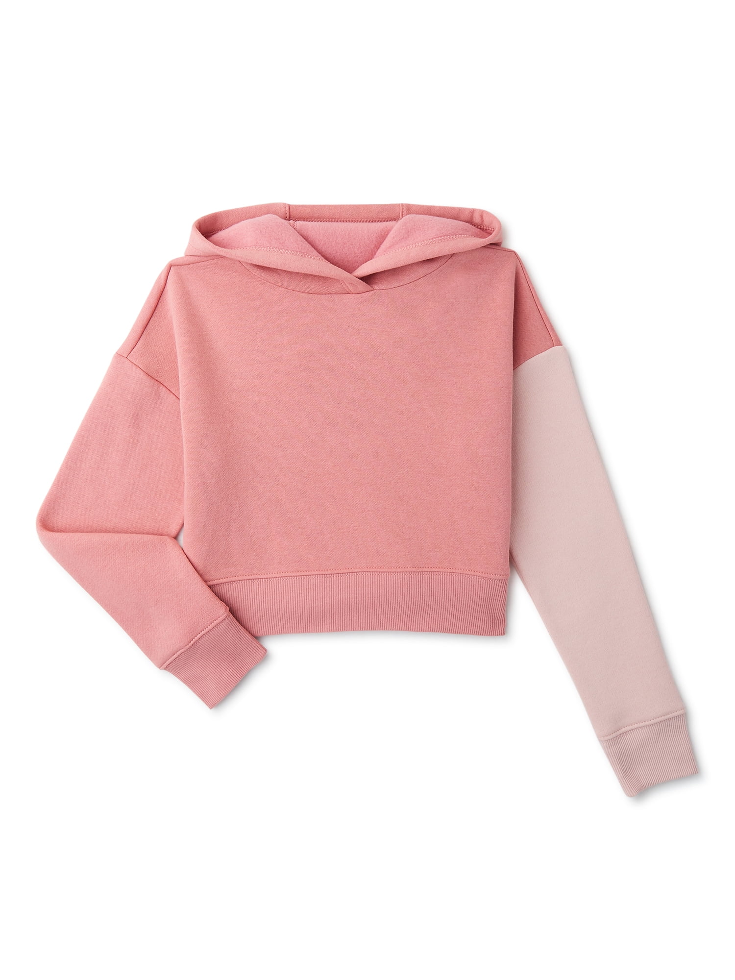 Athletic Works Girls Long Sleeve Crop Hoodie - Block Design - Walmart.com