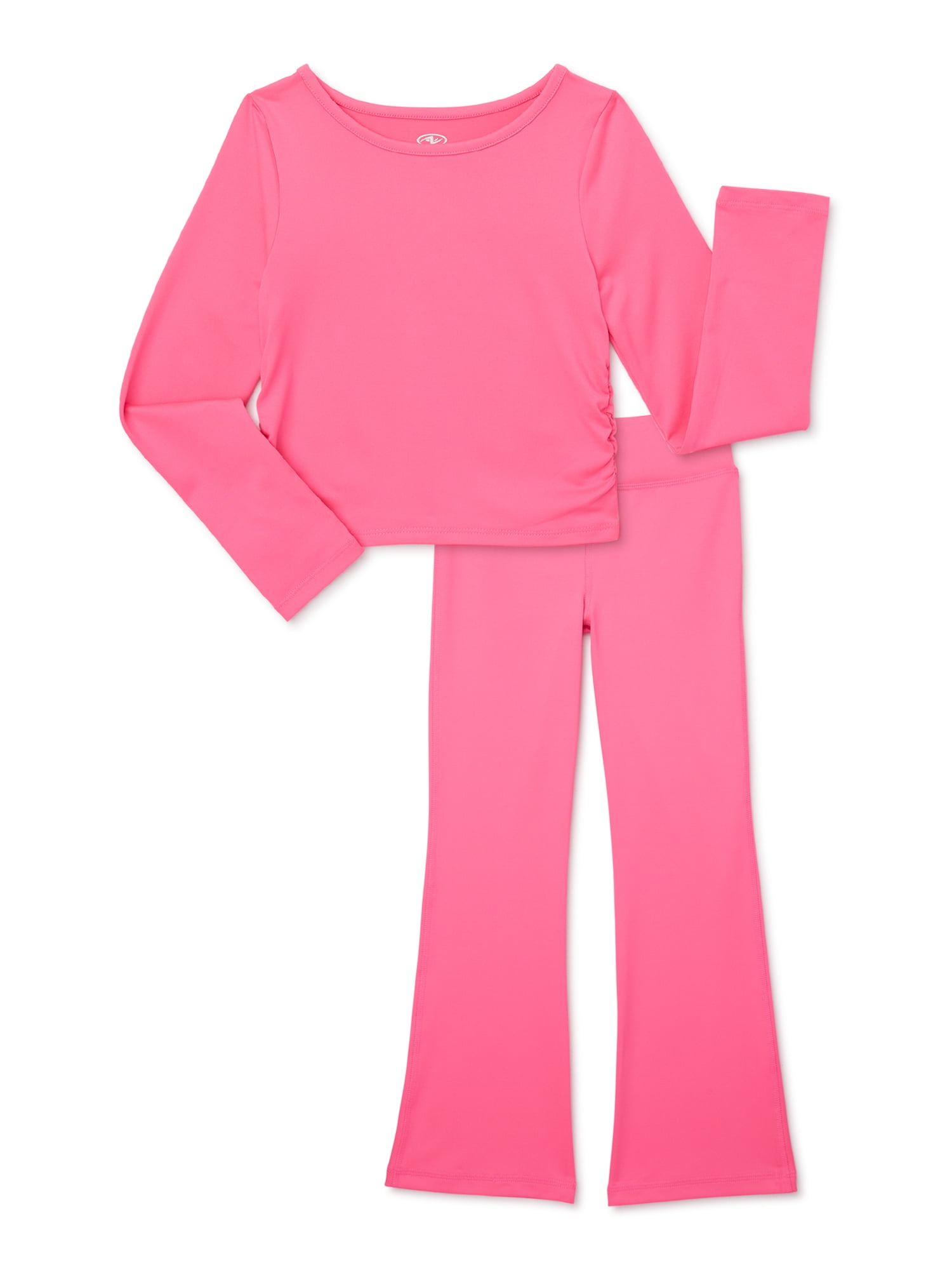 Athletic Works Girls Long Sleeve Ruched Top & Flare legging set, Sizes ...