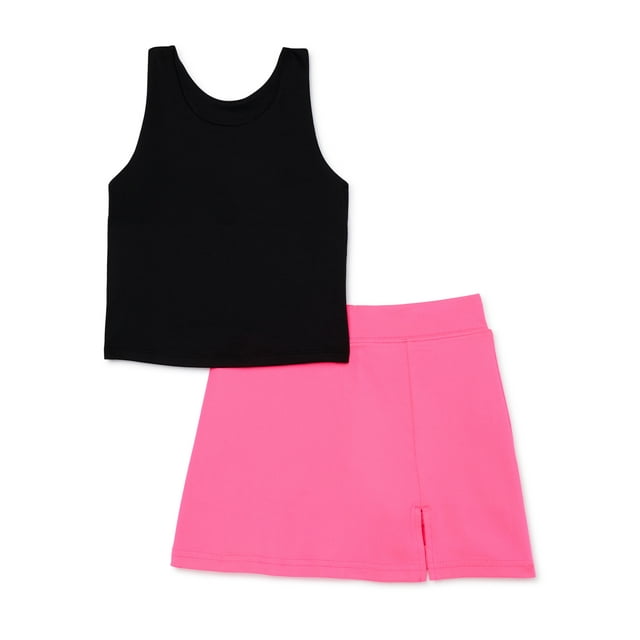 Athletic Works Girls Longline Bra Top and Skort Set, 2-Piece, Sizes 4 ...