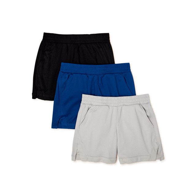Athletic Works Girls Mesh Active Shorts, 3-Pack, Sizes 4-18 & Plus ...