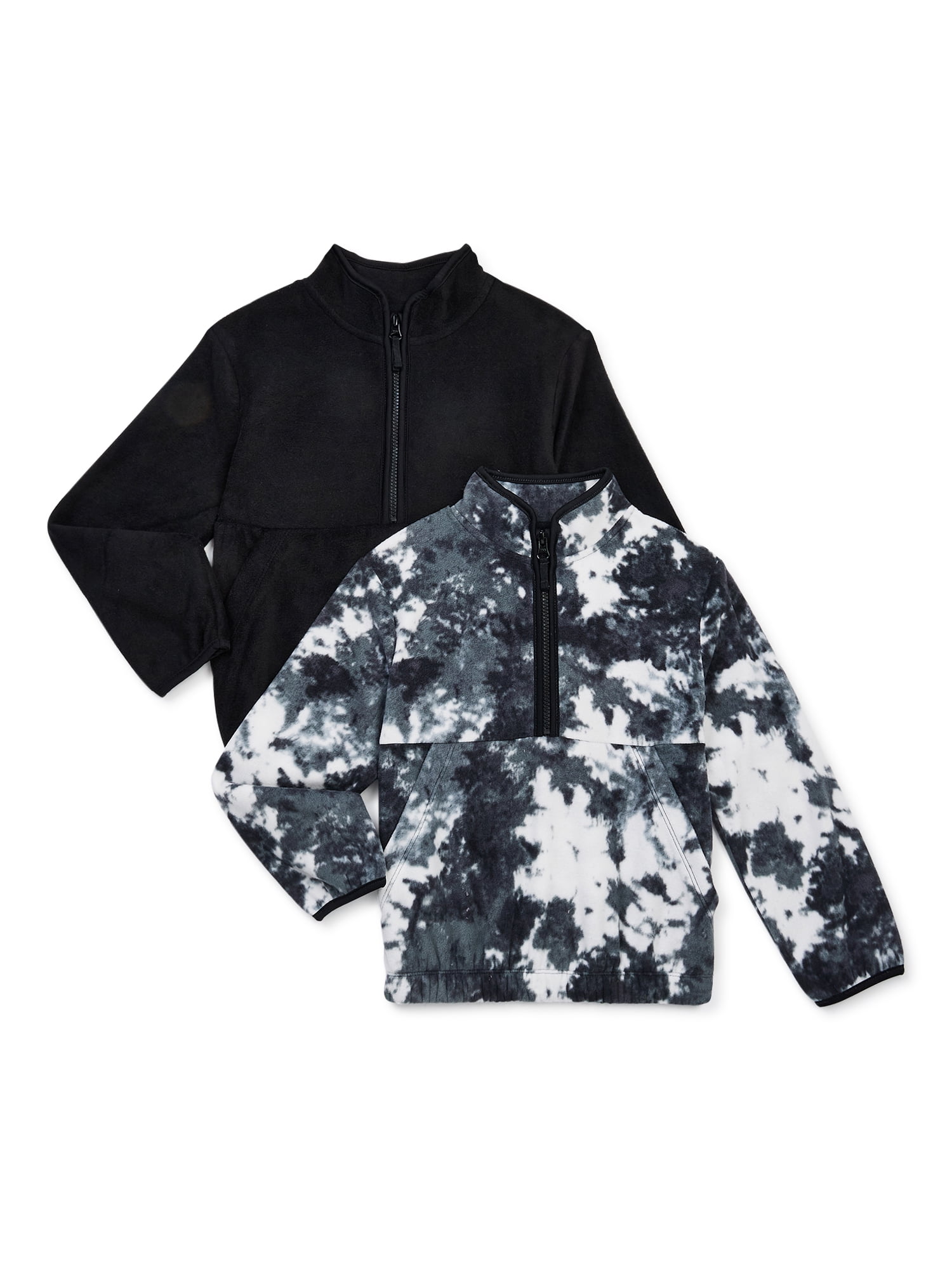 Athletic Works Girls Microfleece Half-Zip Pullover Sweatshirt, 2-Pack ...