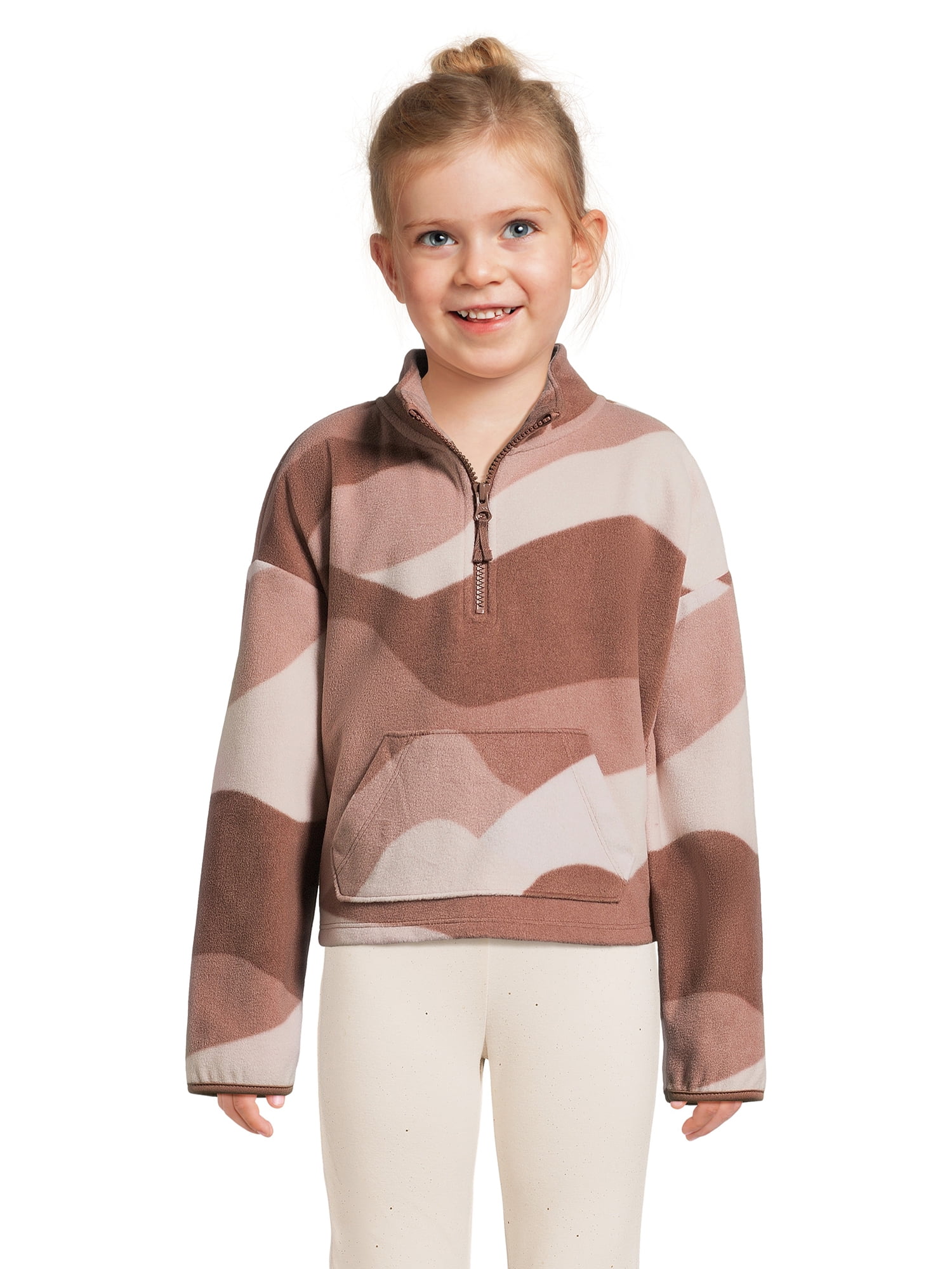 Athletic Works Girls Microfleece Quarter-Zip Pullover, Sizes 4-18 ...