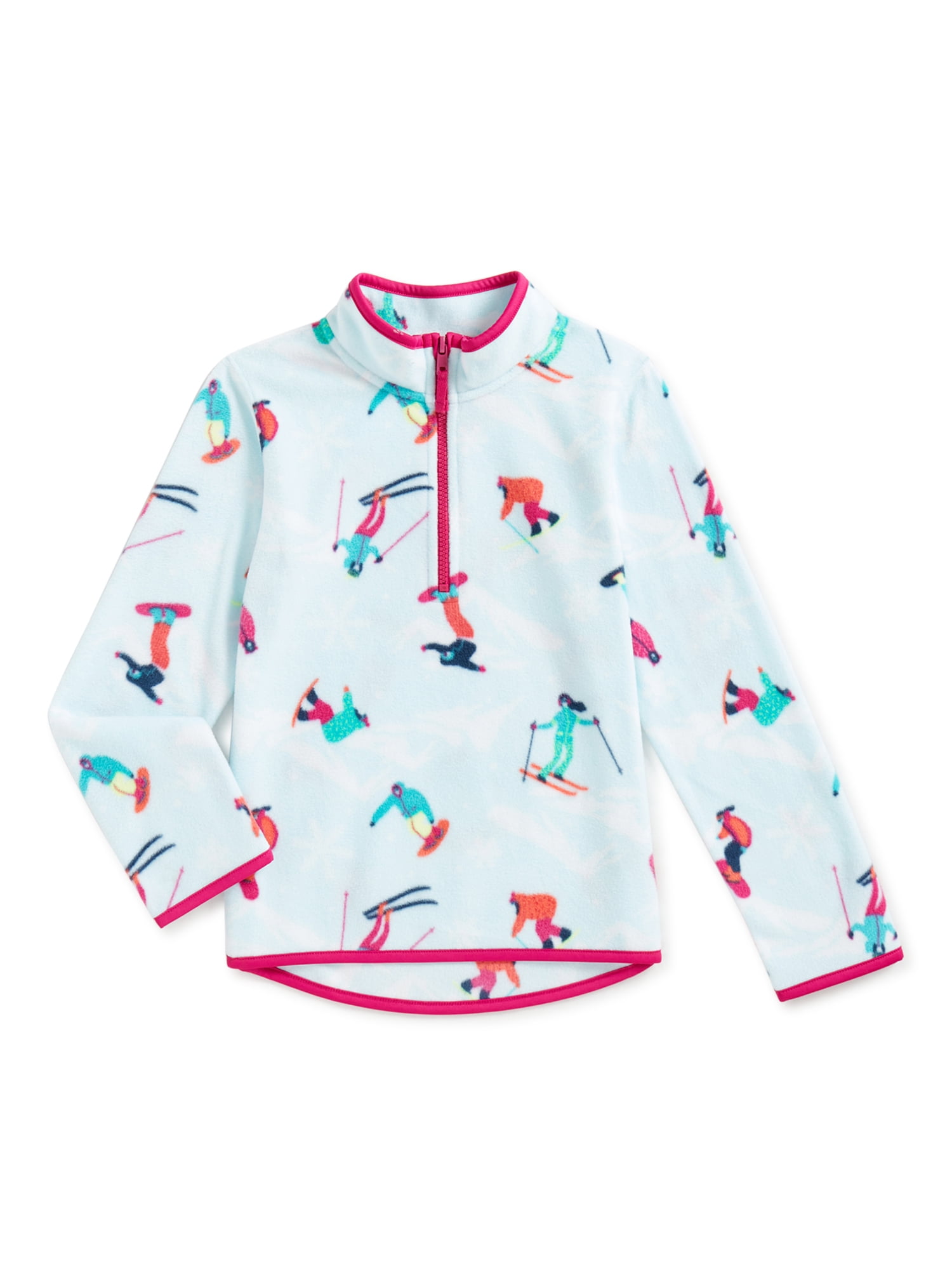 Athletic Works Girls Printed 1/4 Zip Micro Polar Fleece Pullover, Sizes ...