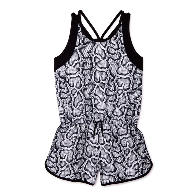Athletic Works Girls Printed Racerback Active Romper, Sizes 4-18 & Plus ...