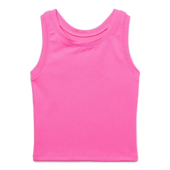 Athletic Works Girls Ribbed Tank Top, Sizes 4-18, Recycled Polyester ...