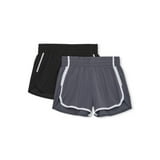 Athletic Works Girls Solid Active Running Shorts, 2-Pack, Sizes 4-18 ...